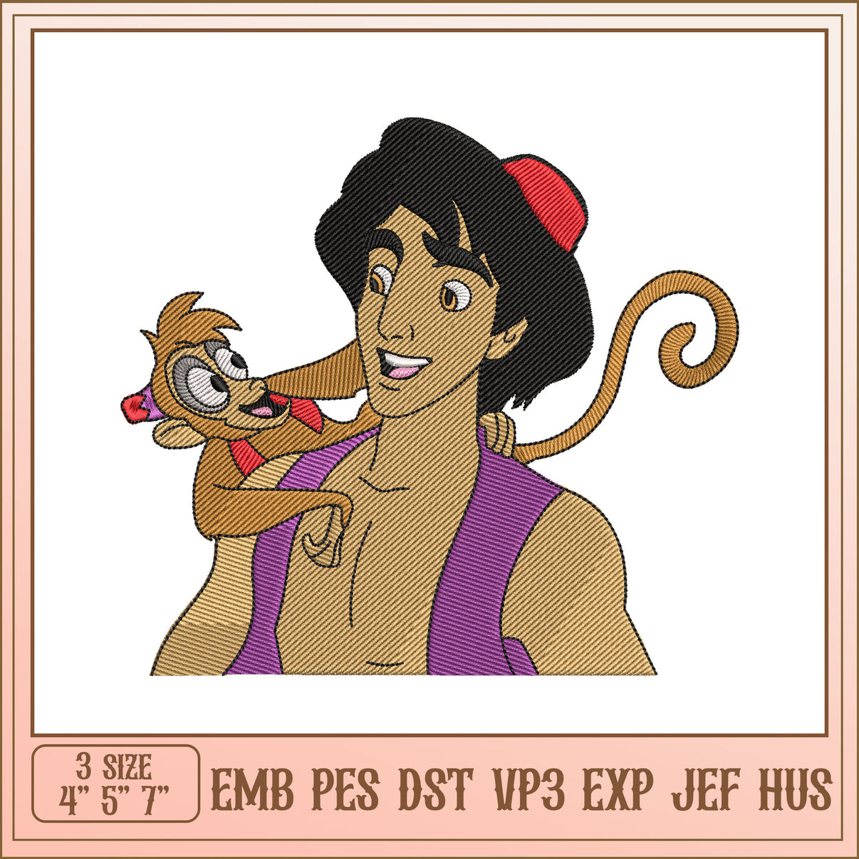 Aladdin Monkey Embroidery Design – svg files for cricut