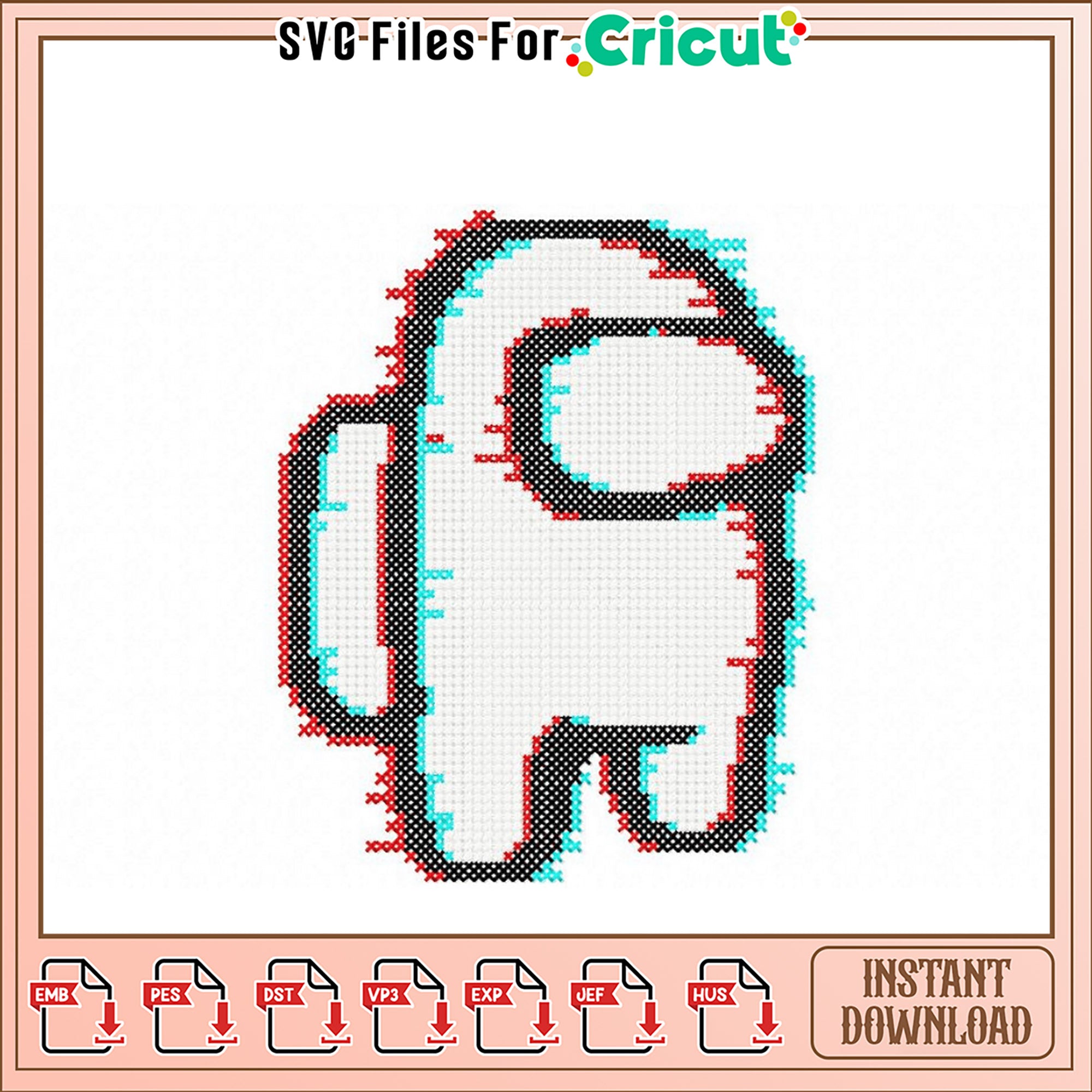 Among Us Glitch Embroidery Design Instant Download – svg files for cricut
