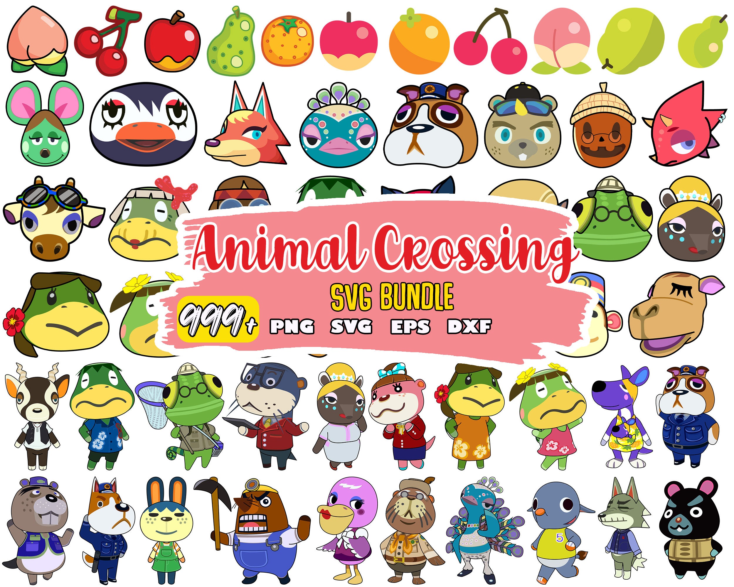 Animal crossing characters bundle svg, animal crossing cartoon svg ...
