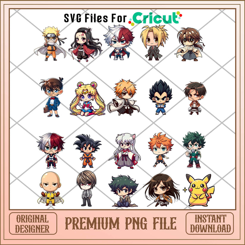 Anime Chibi Characters png bundle, Anime movies bundle – svg files for ...