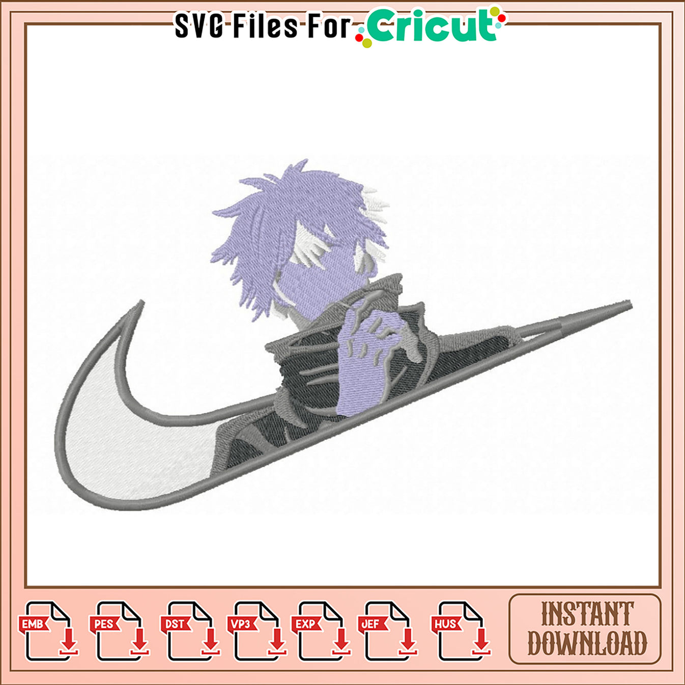 Anime Nike Swoosh Embroidery Design Instant Download – svg files for cricut
