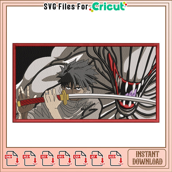 Anime Samurai Embroidery Design Instant Download – svg files for cricut