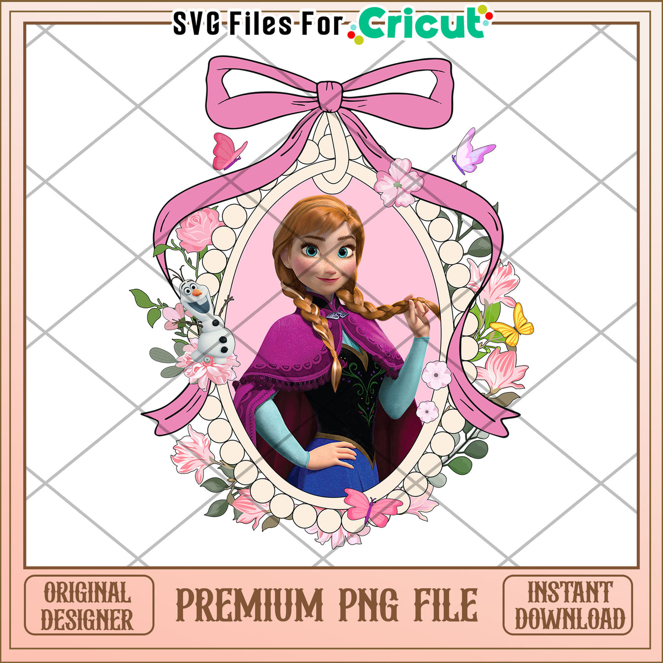 Anna Frozen PNG Floral Frame – svg files for cricut