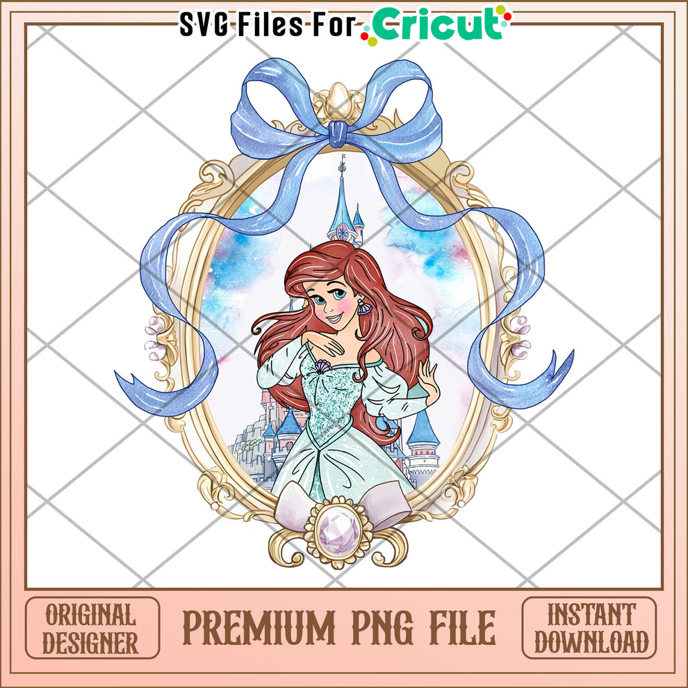 Ariel Princess Watercolor PNG Frame – svg files for cricut