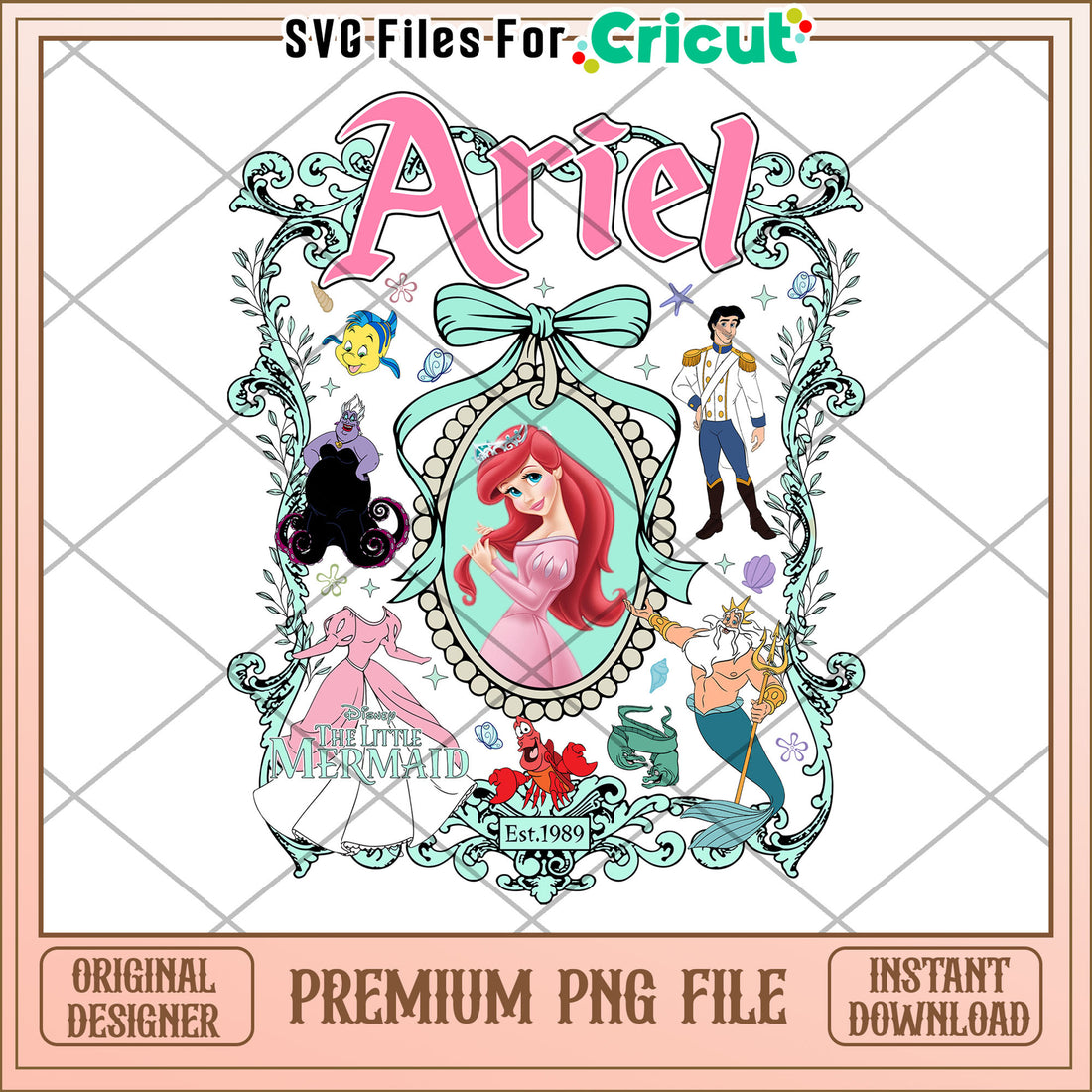 Ariel The Little Mermaid PNG File, Instant Download for Crafts – svg ...