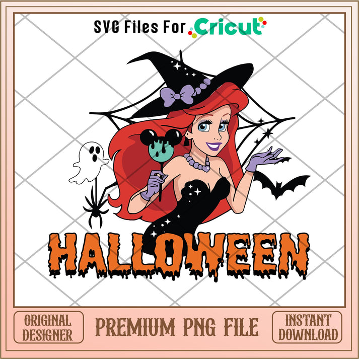 Ariel princess Halloween png, Disney princess name png, digital downlo ...