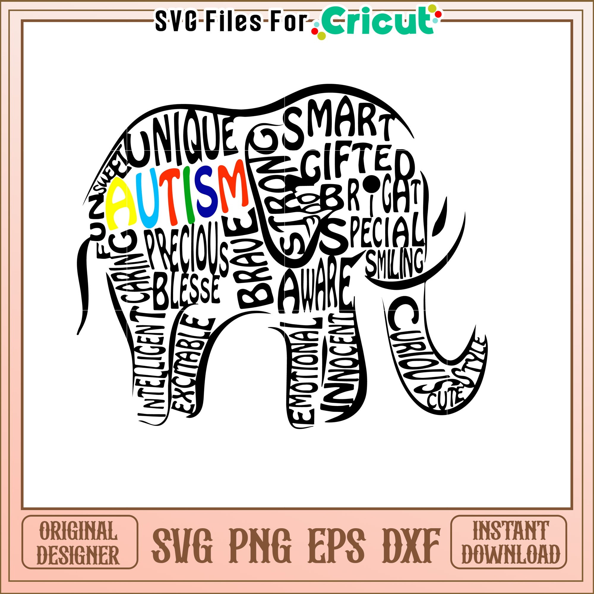 Autism Elephant SVG Design – svg files for cricut