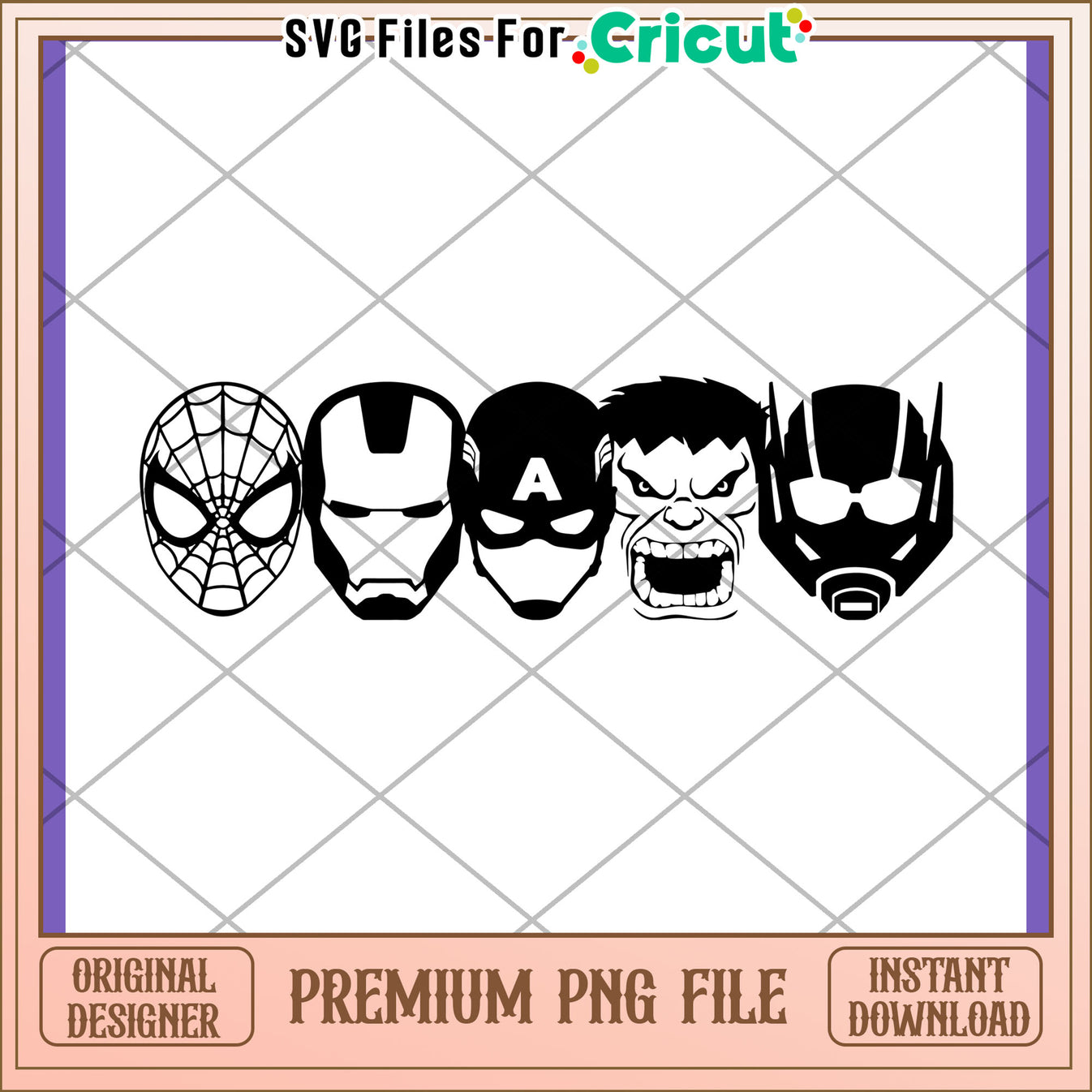 Avengers PNG Superhero Heads Instant Download – svg files for cricut