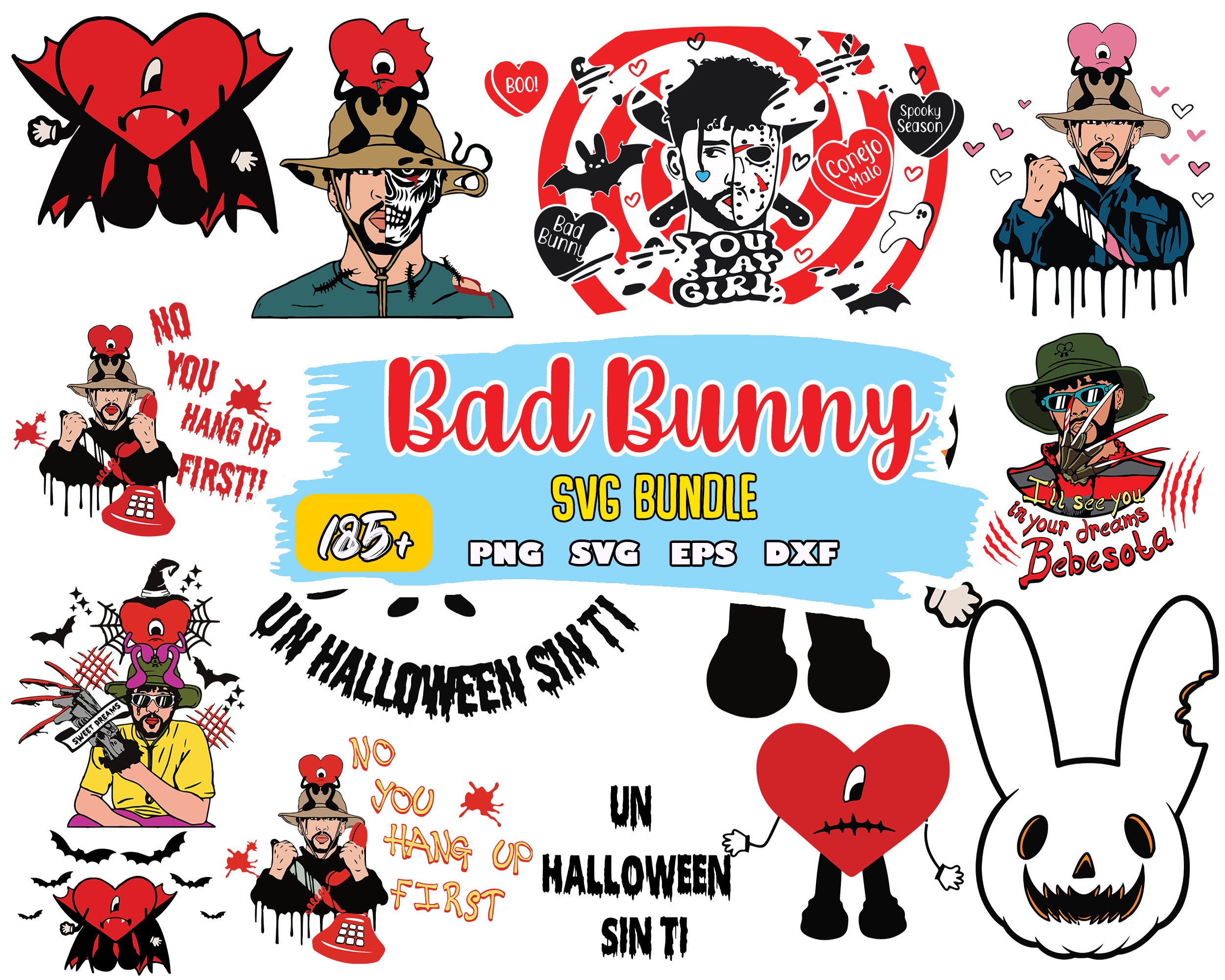 Bad bunny halloween bundle design svg, un halloween sin ti svg – svg ...