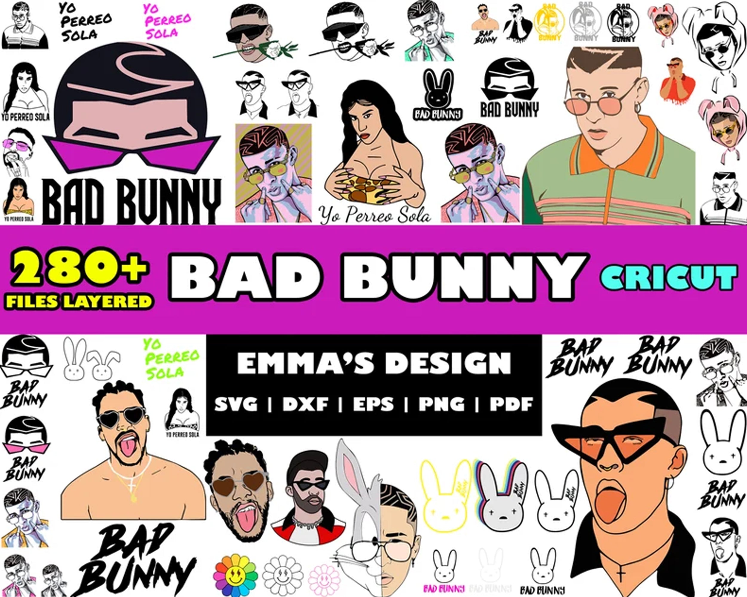 Bad bunny cartoon bundle svg, bad bunny svg, bad bunny logo svg – svg ...