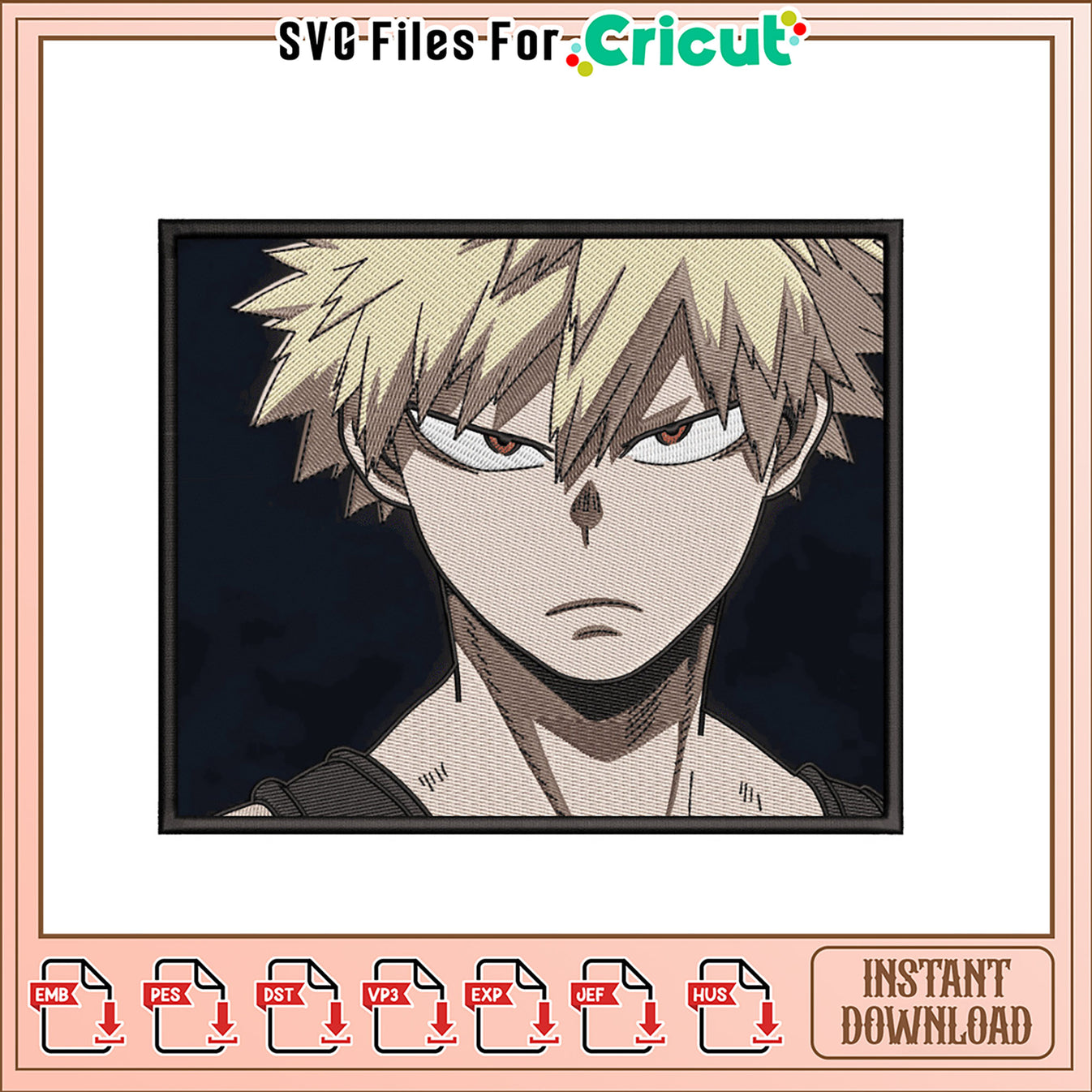 Bakugo Embroidery Design Instant Download – svg files for cricut