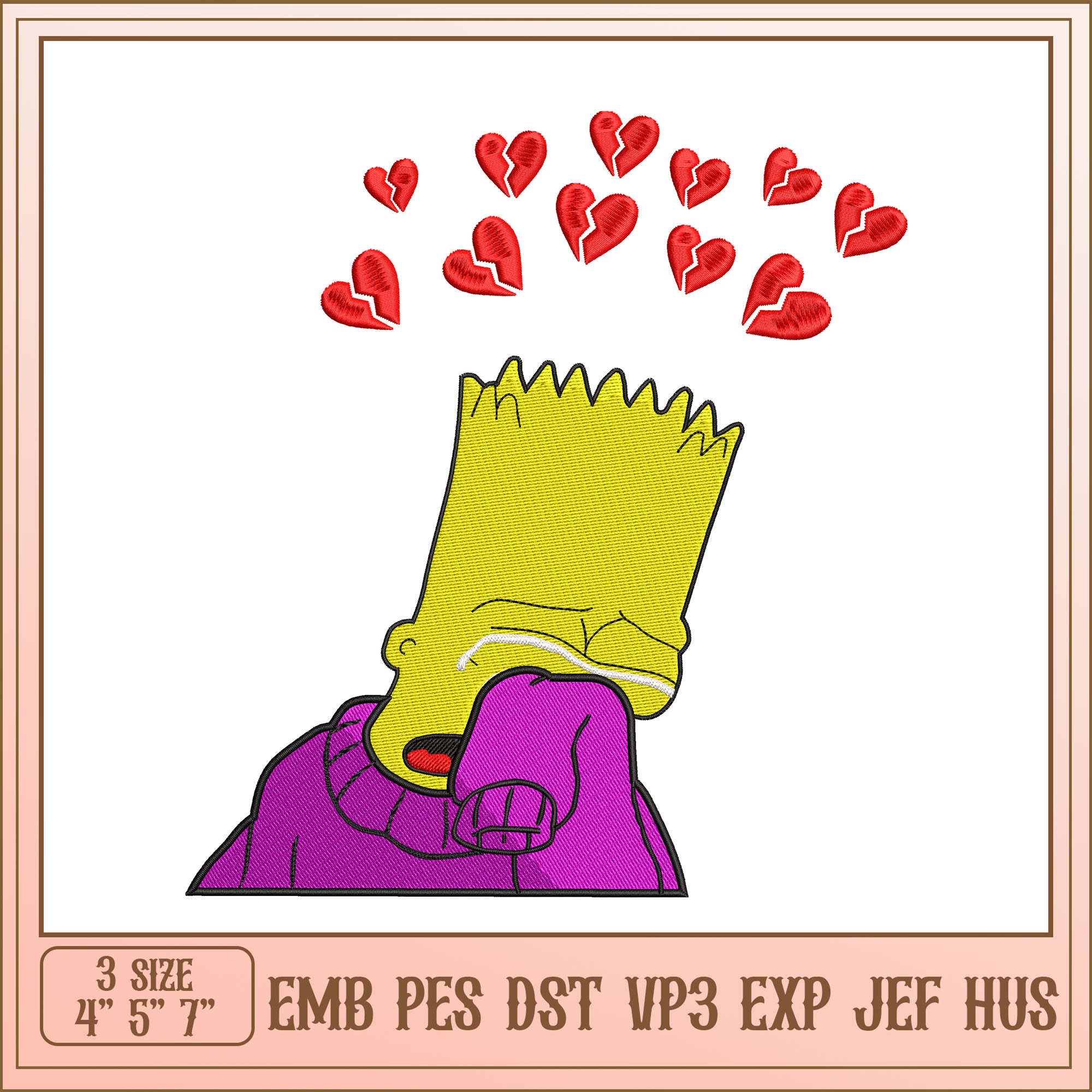 Bart Simpson Broken Heart Embroidery Design – svg files for cricut