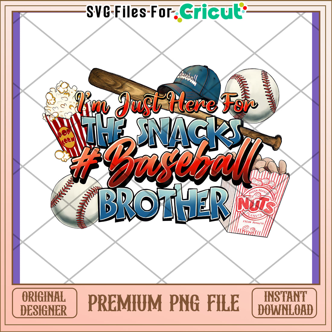 Baseball Snacks Brother PNG Design – svg files for cricut