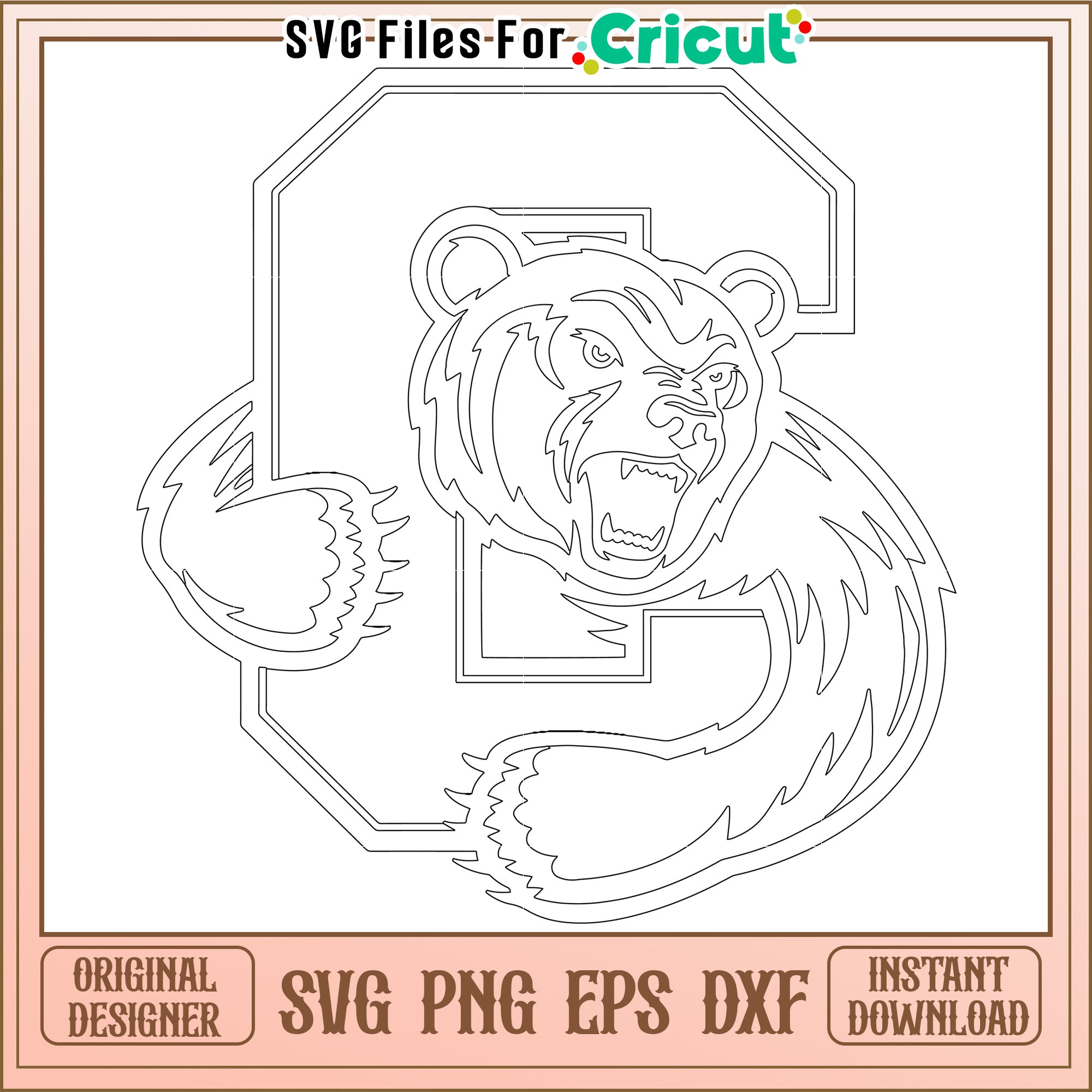 Bear Mascot SVG Design for Cricut, Perfect for School Spirit Projects ...