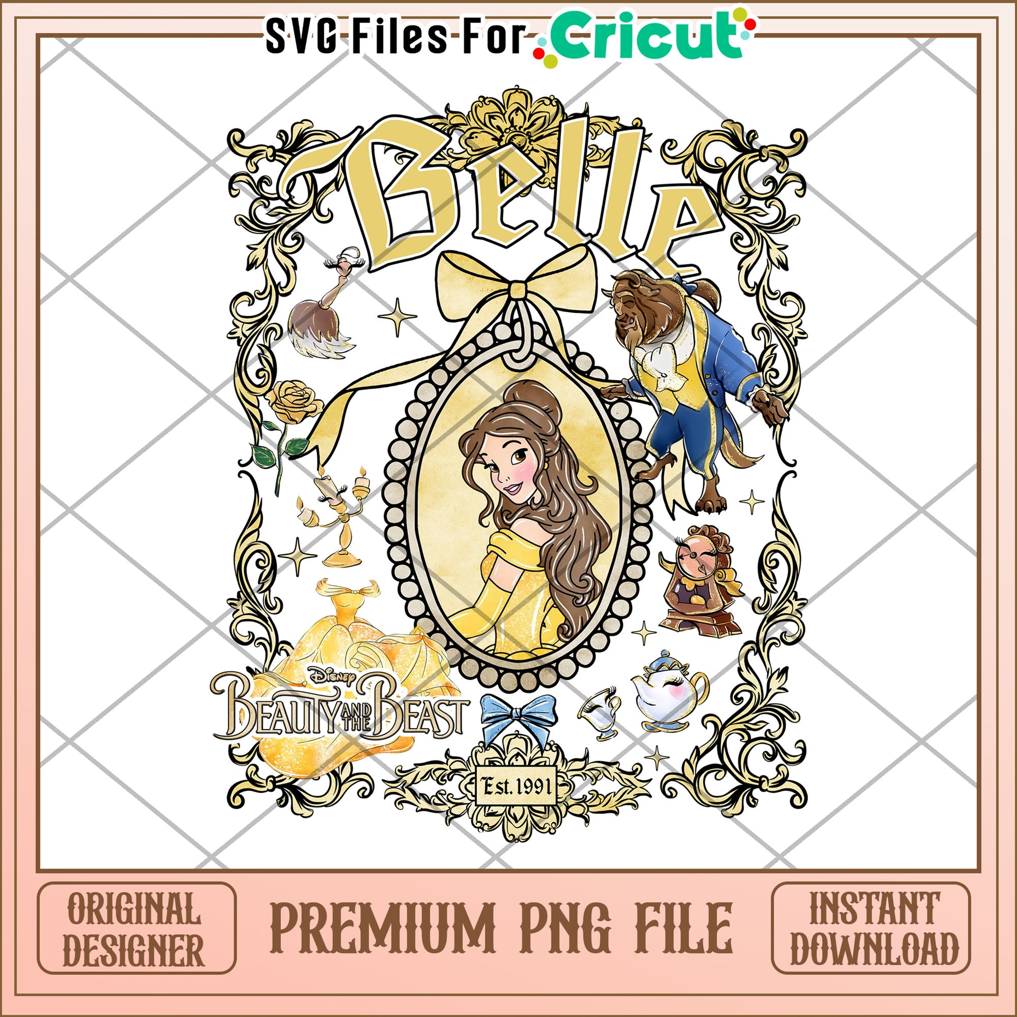 Belle Beauty and the Beast PNG – svg files for cricut