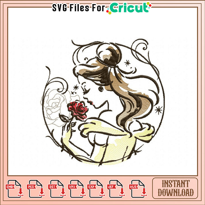 Belle Embroidery Design Instant Download – svg files for cricut