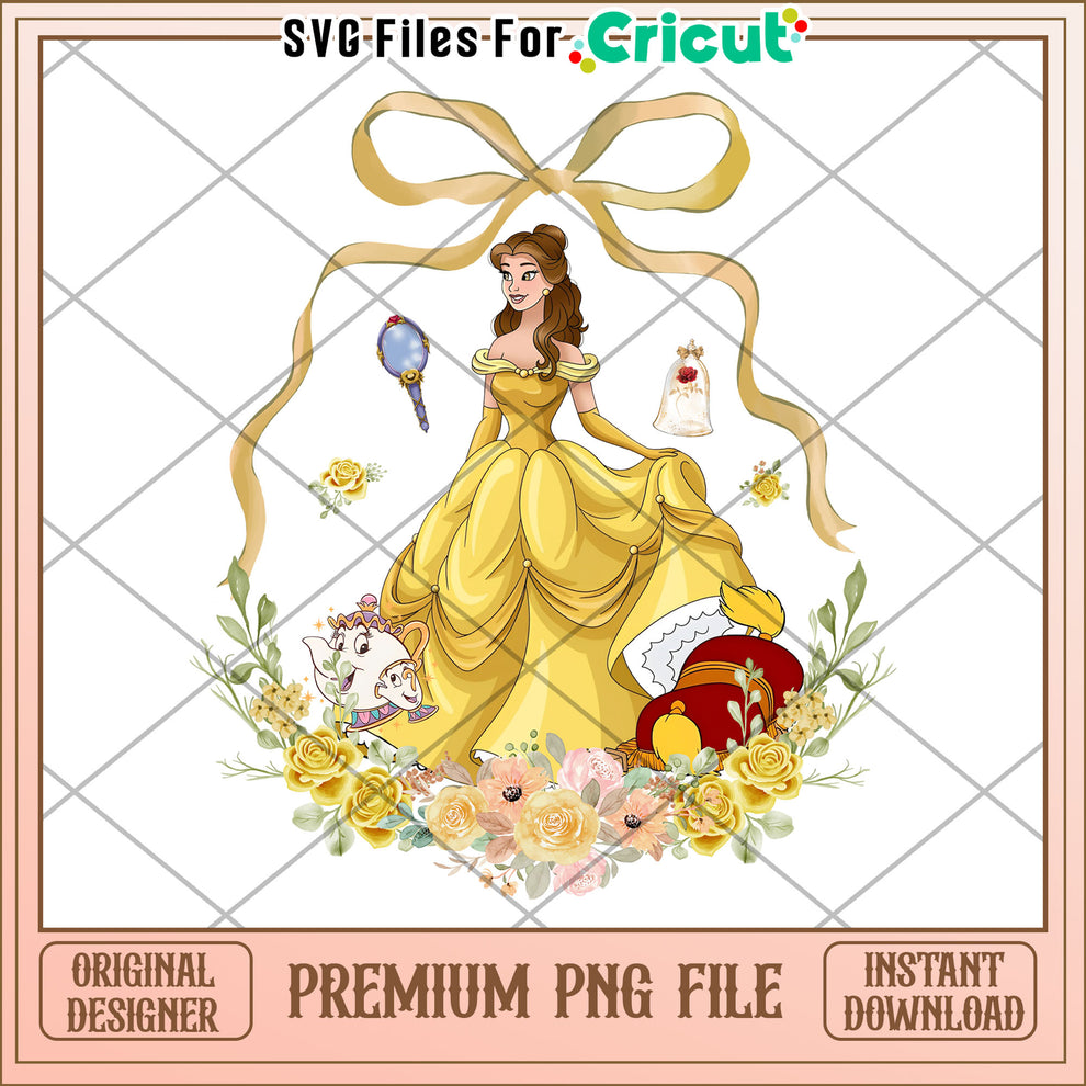 Belle PNG Beauty and the Beast Floral Design – svg files for cricut