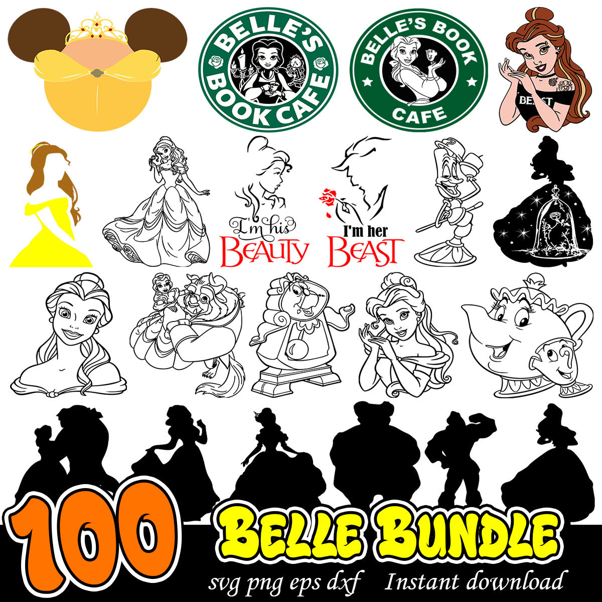 Beauty and the beast bundle, Disney Belle png bundle – svg files for cricut