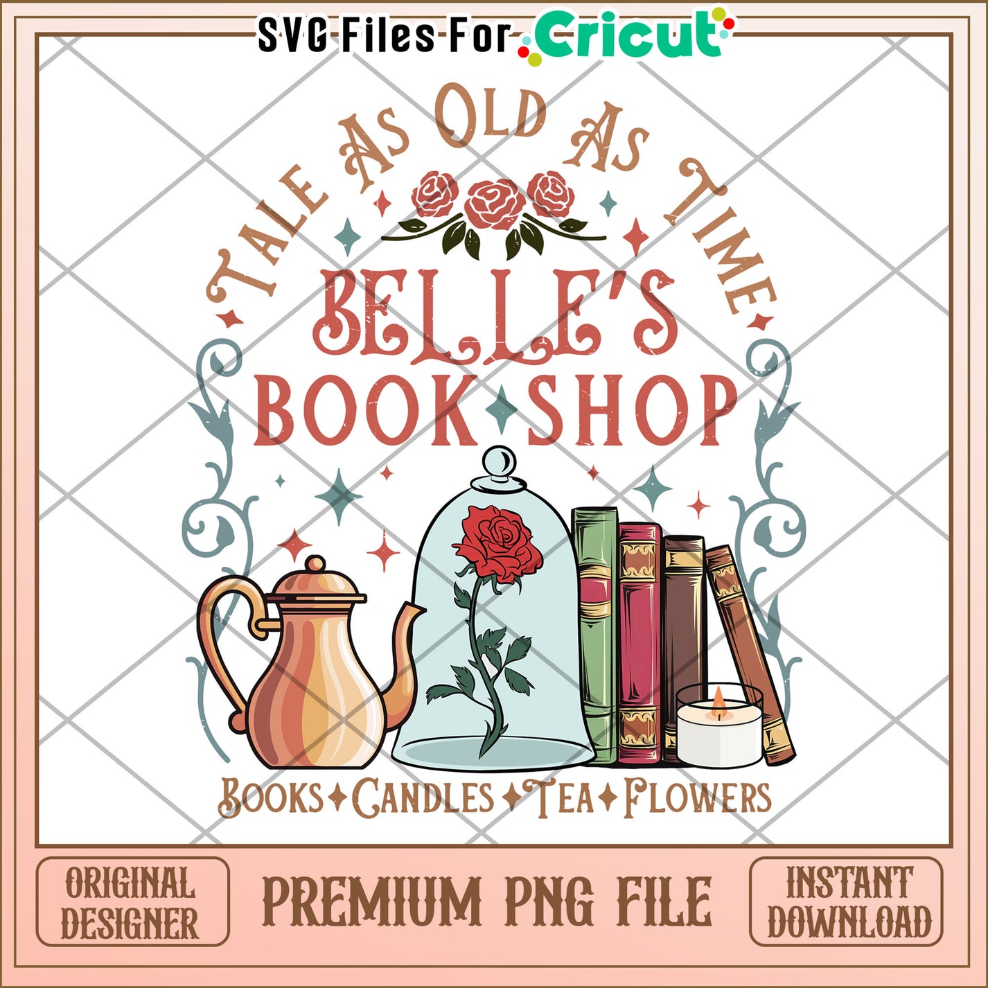 Belle's Bookshop PNG Sublimation Design – svg files for cricut