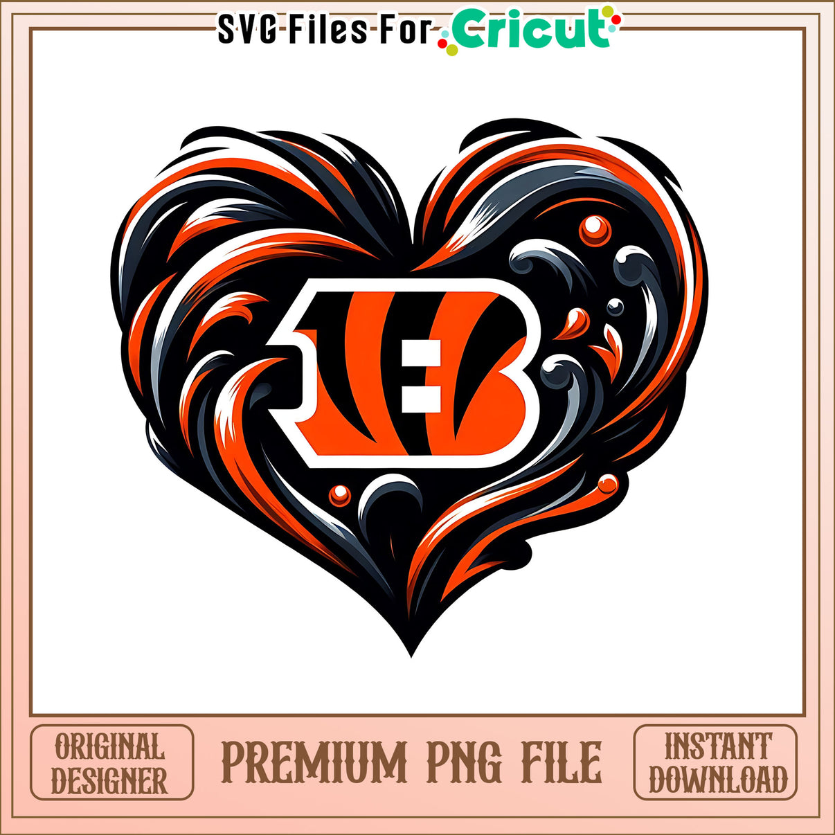 Bengals logo vintage heart png, Cincinnati Bengals png, NFL png – svg ...