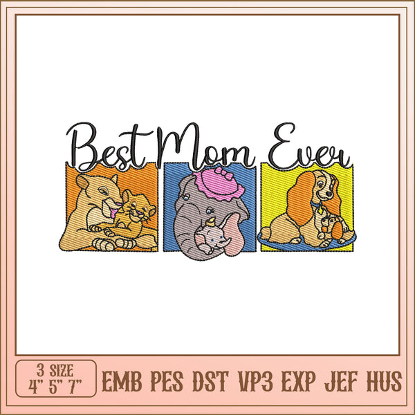 Best Mom Ever Cute Animal Embroidery Design for All Projects – svg ...