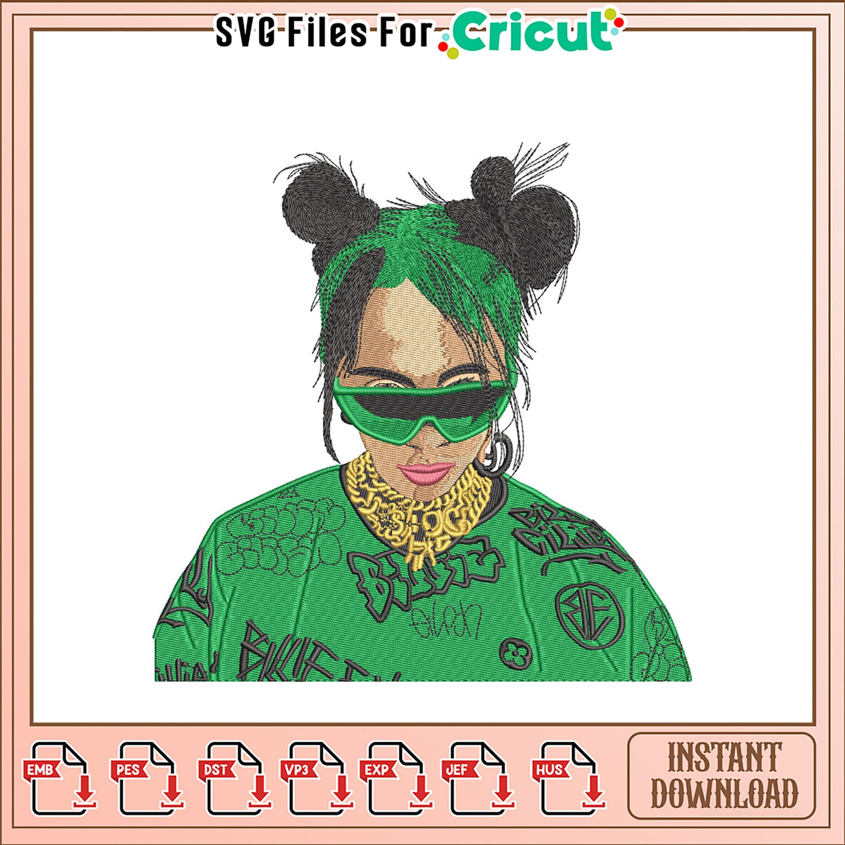 Billie Eilish Embroidery Design Instant Download – svg files for cricut