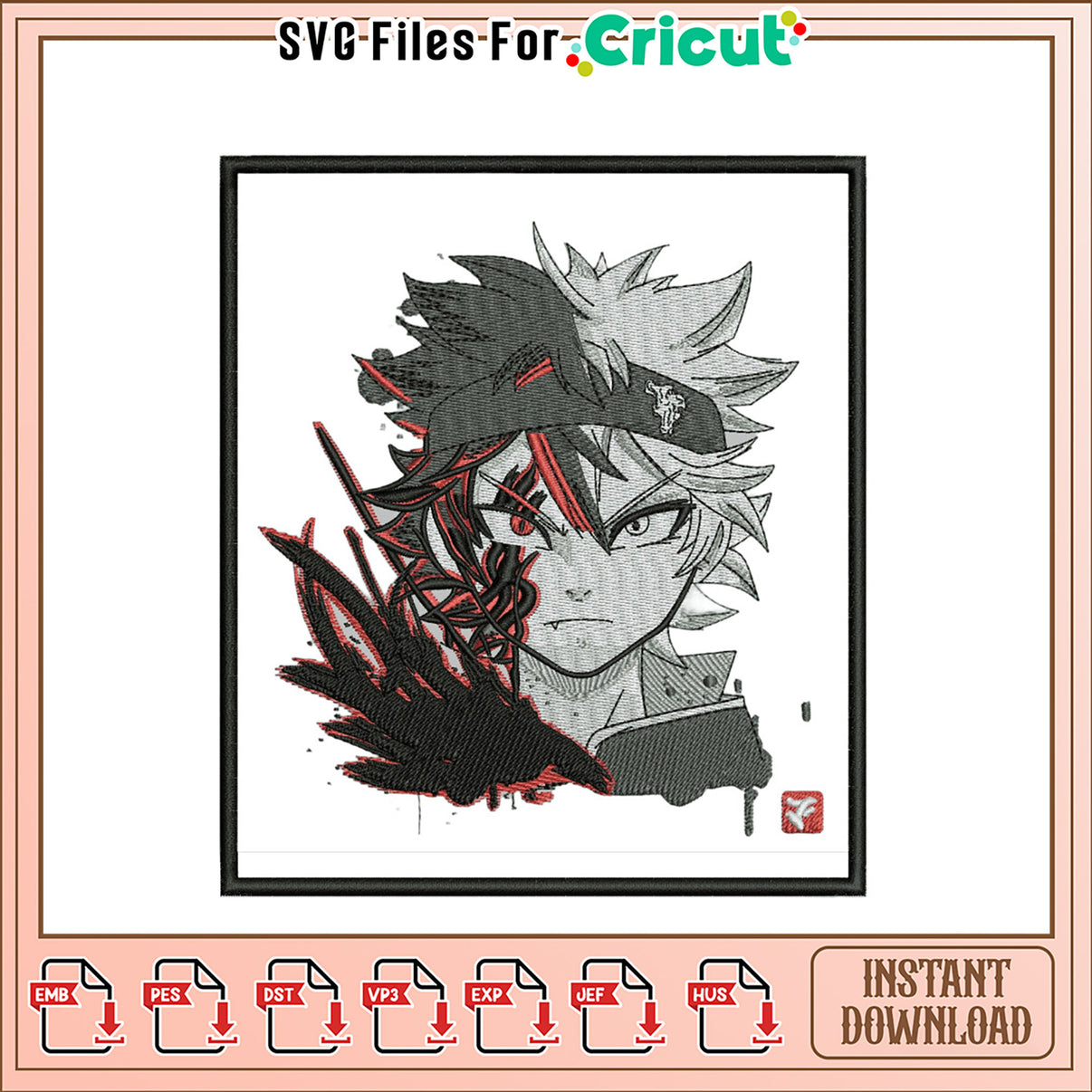 Black Clover Asta Embroidery Design Instant Download – svg files for cricut