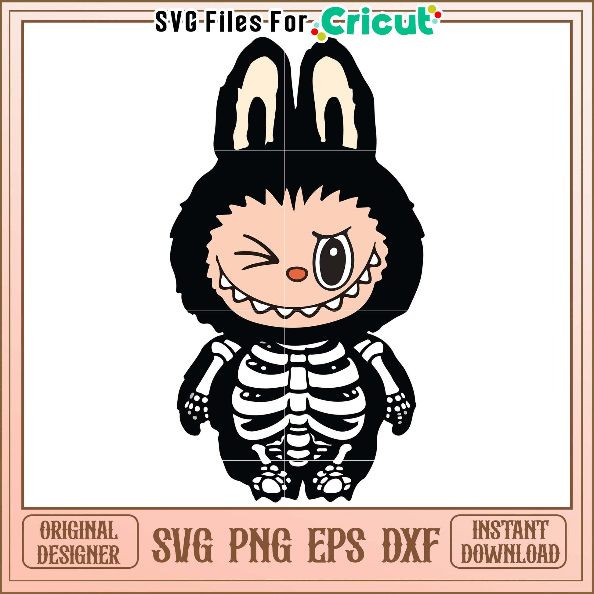 Black labubu halloween design svg, spooky labubu costume svg, popmart ...