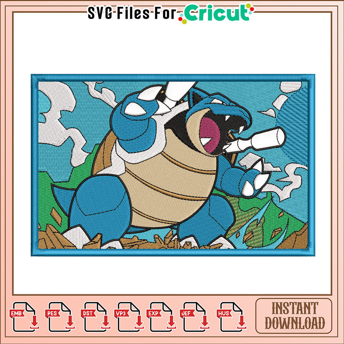 Blastoise Embroidery Design Instant Download – svg files for cricut