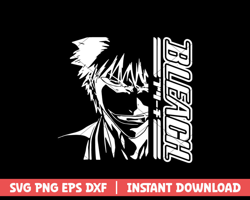 Bleach kurosaki ichigo black white anime svg – svg files for cricut
