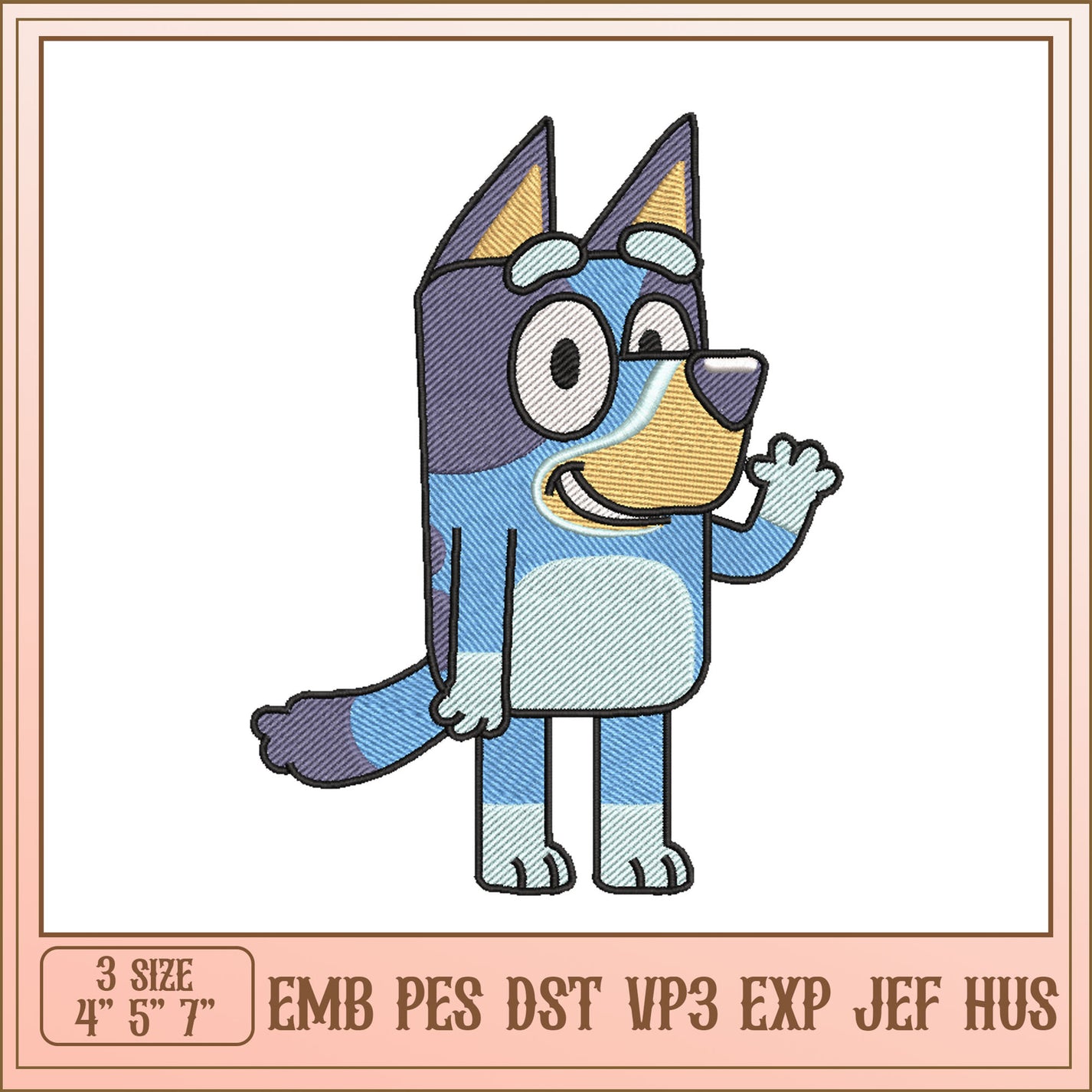 Blue Dog Character Embroidery Design for All Formats 3 Sizes – svg ...