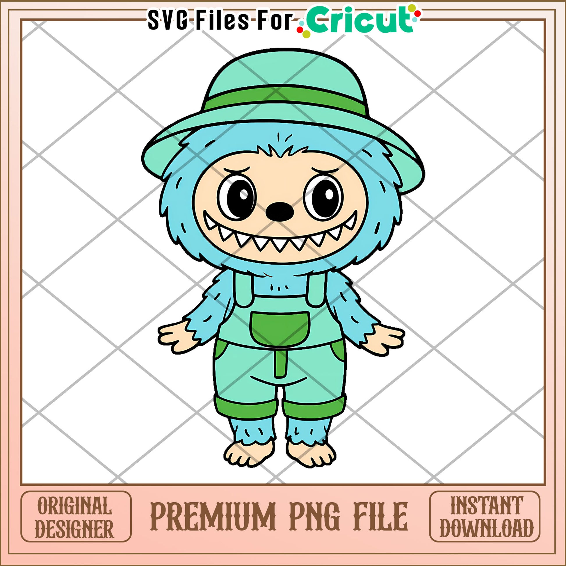 Blue labubu and green hat png, labubu cartoon png, labubu characters p ...