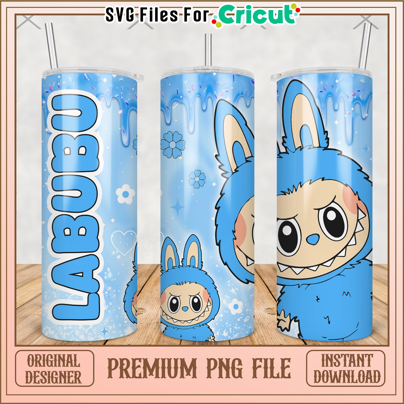 Blue labubu tumbler png, cute labubu png, labubu popmart png – svg ...
