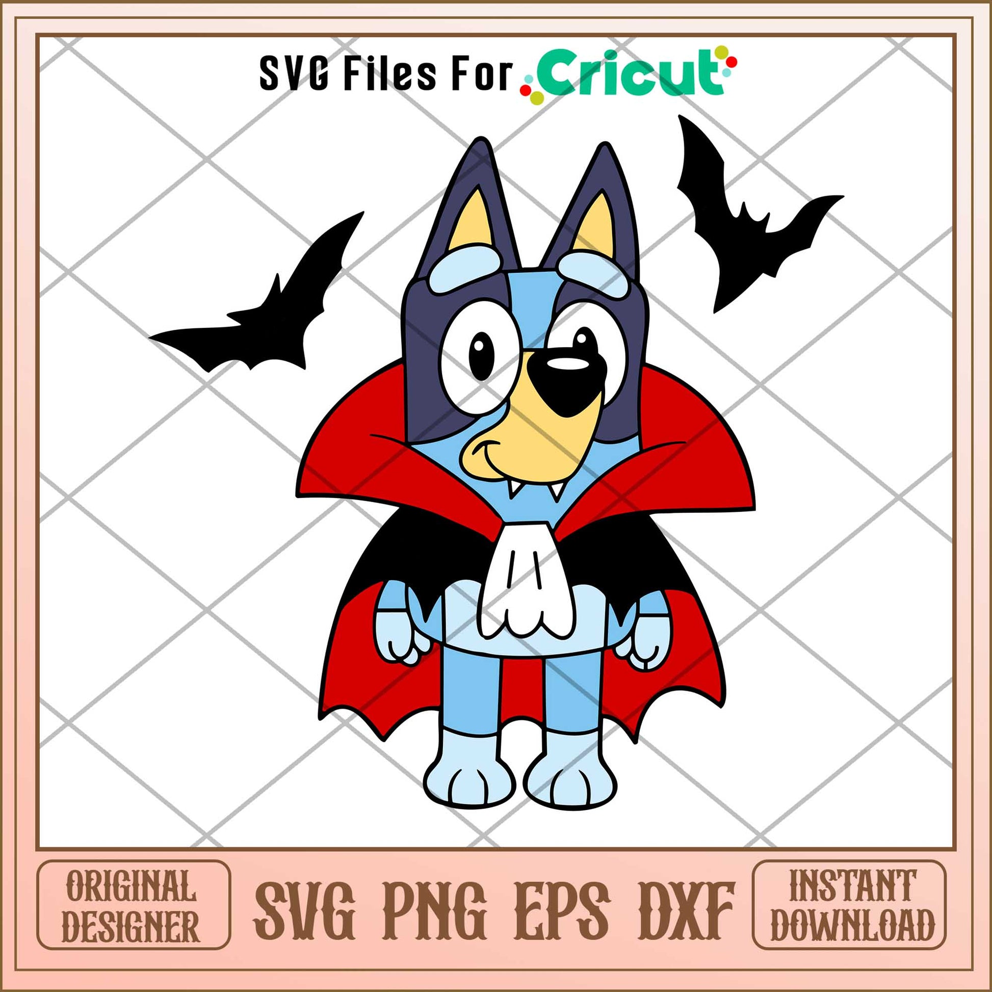 Bluey Dog vampire and bat Halloween Svg, bluey characters svg, Digital ...