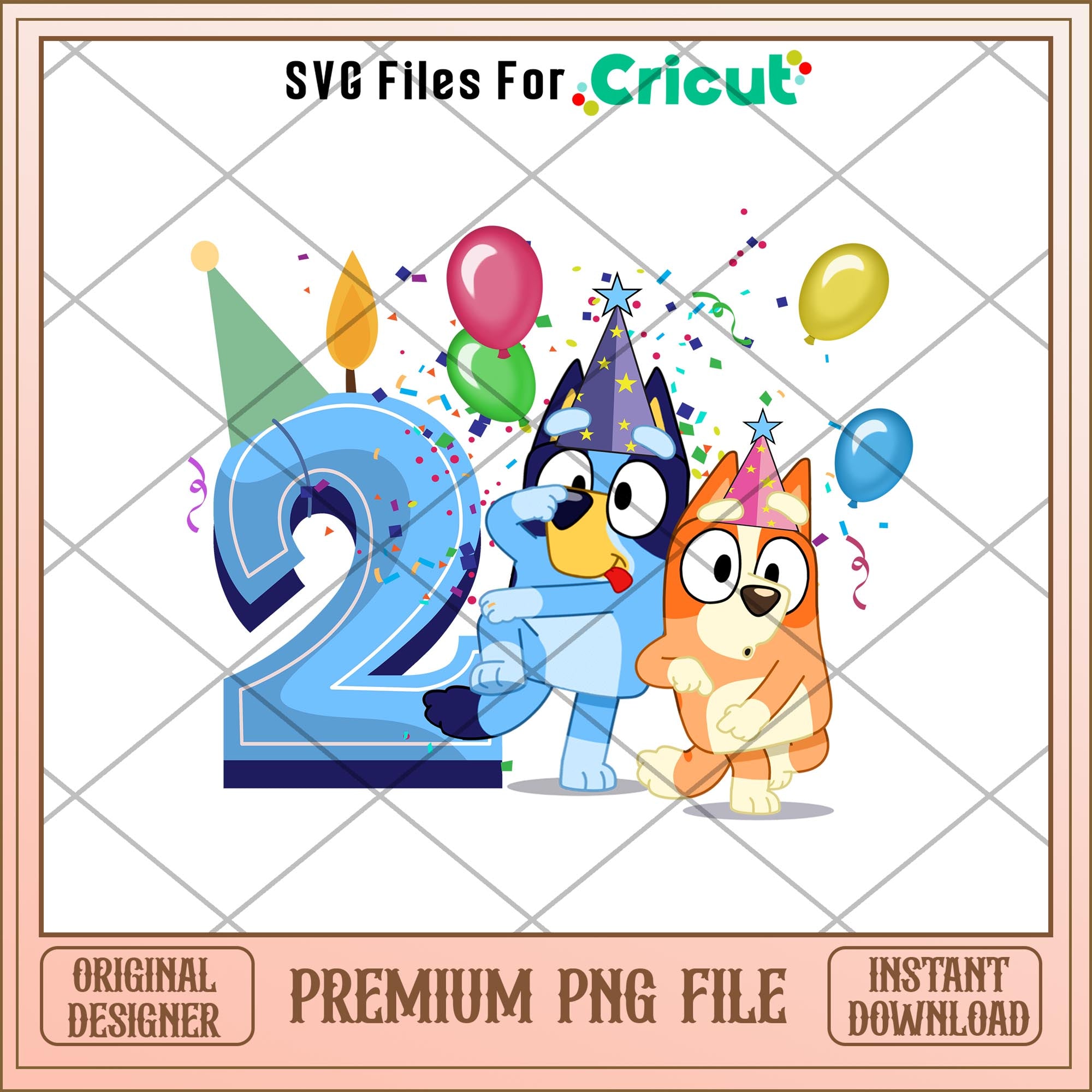 Bluey Happy 2nd Birthday boy png, Bluey characters png, Digital Downlo ...