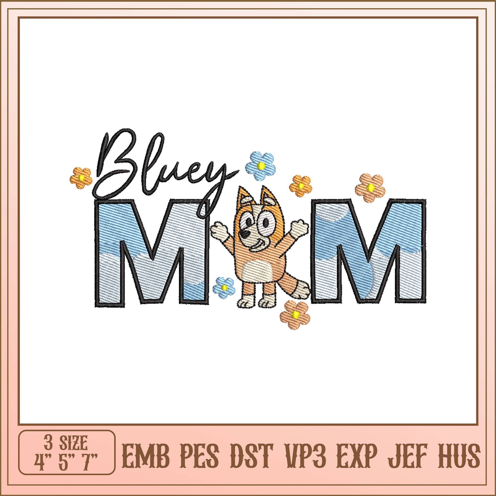 Bluey Mom Embroidery Design – svg files for cricut