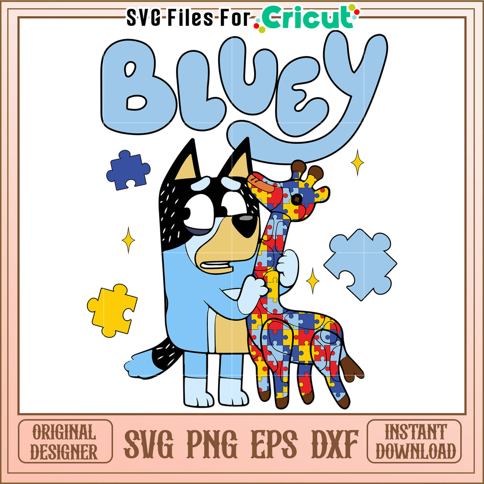 Bluey Puzzle Giraffe SVG Design – svg files for cricut