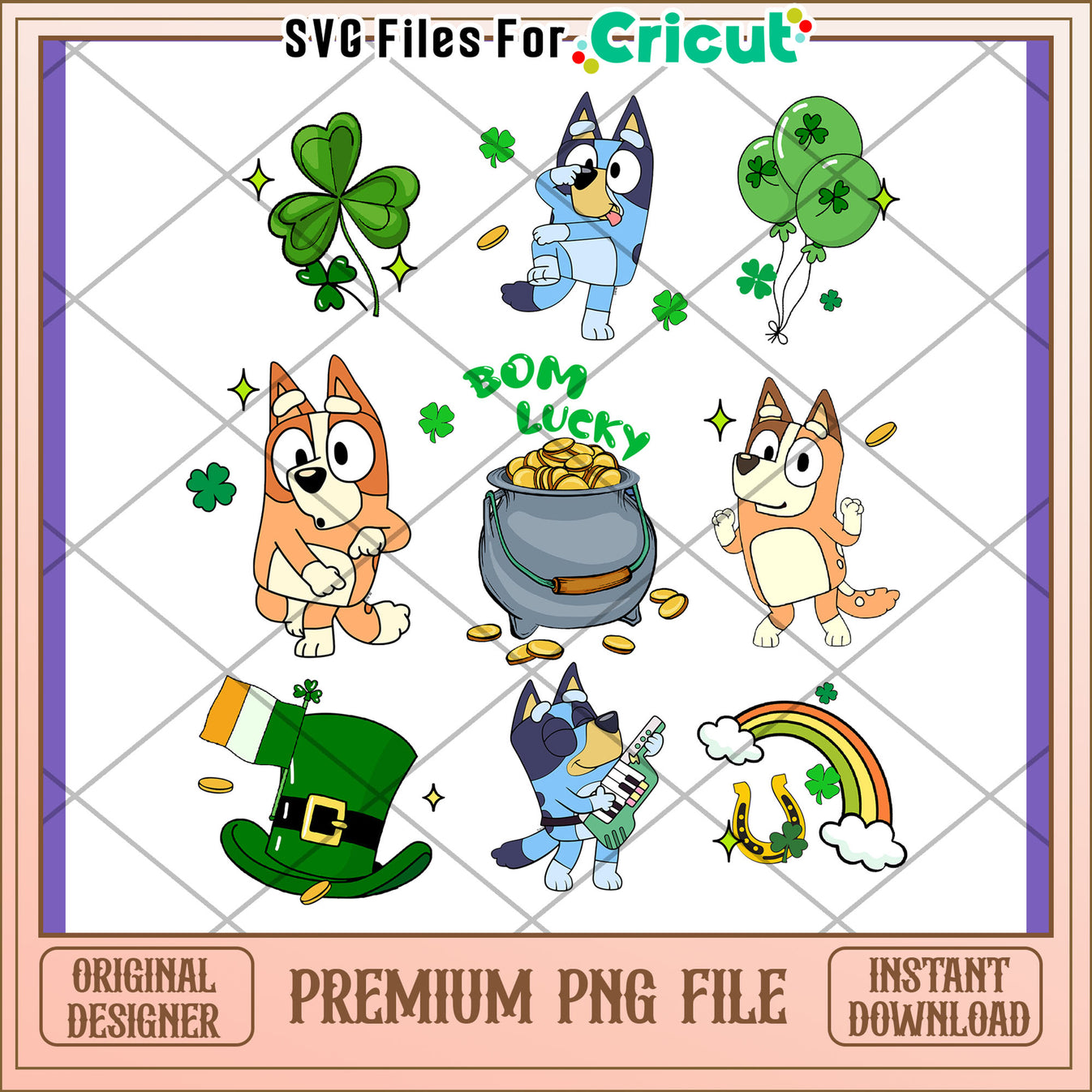Bluey St Patricks Day PNG Clipart – svg files for cricut
