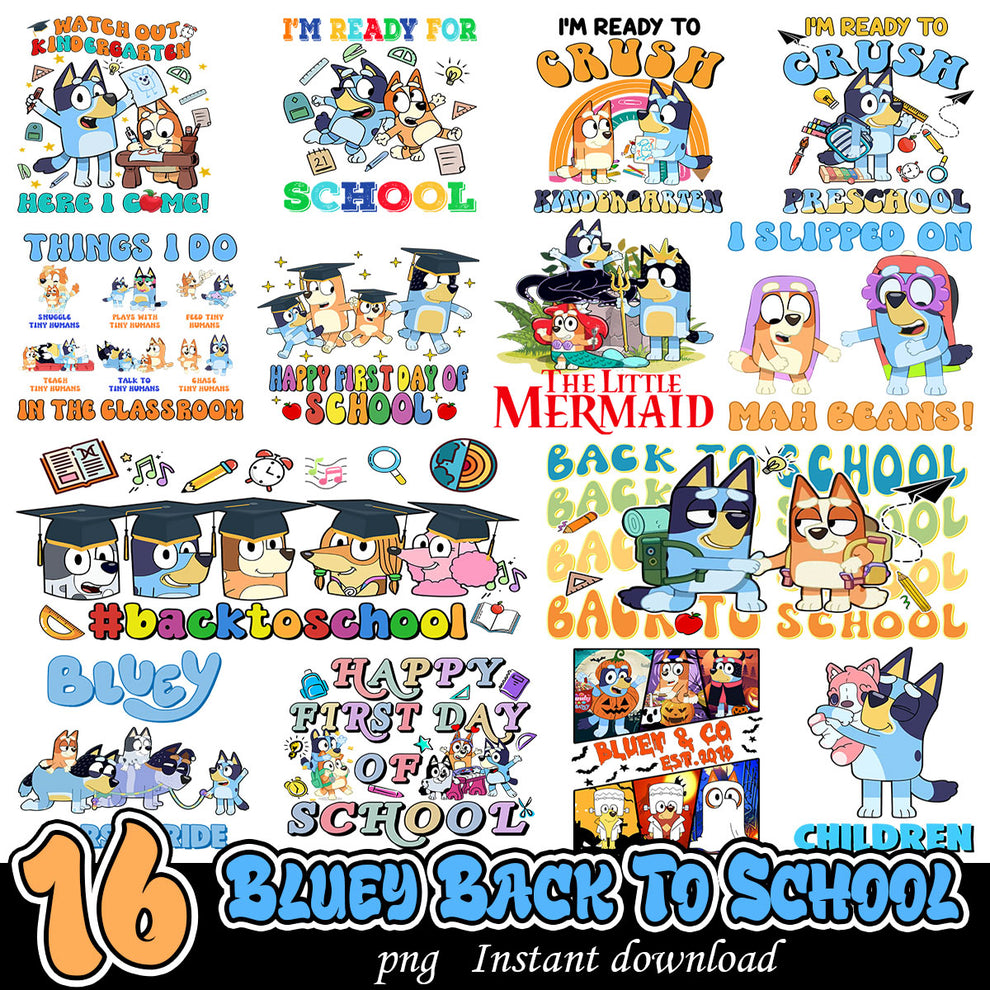 Bluey Back To School png, Bluey cartoon back to school png bundle – svg ...