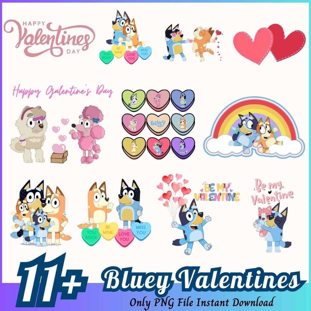 Bluey Valentines Bundle PNG, Happy Bluey valentine day bundle – svg ...