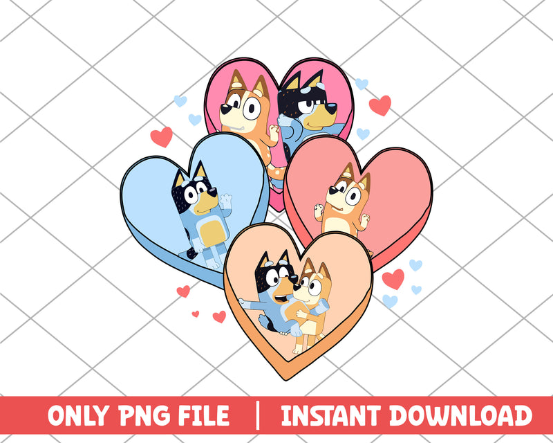 Bluey and Bingo heart shape cartoon png – svg files for cricut
