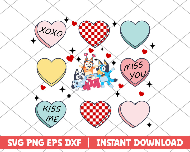 Bluey and friends kiss me cartoon svg – svg files for cricut