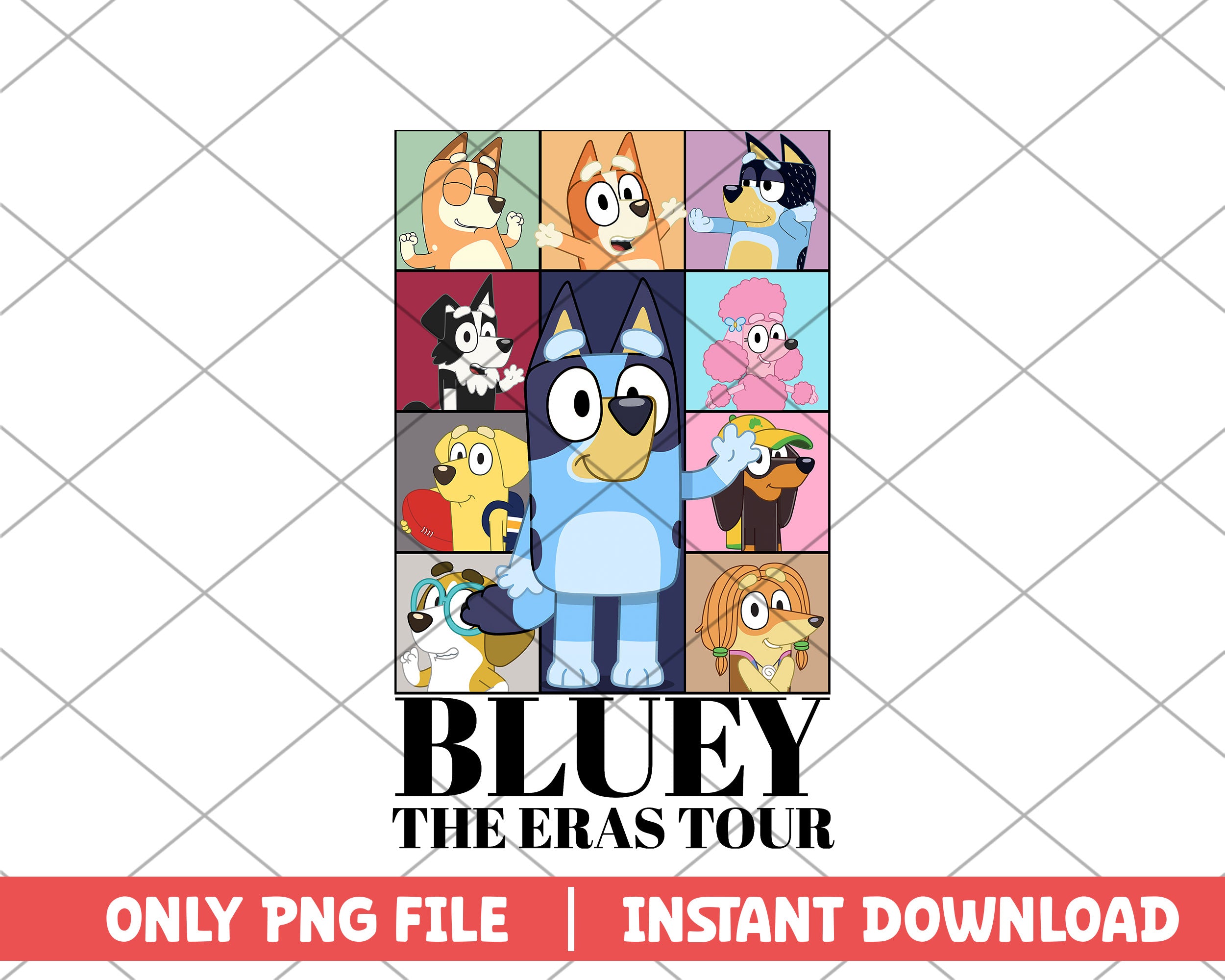 Bluey and friends the eras tour cartoon png – svg files for cricut