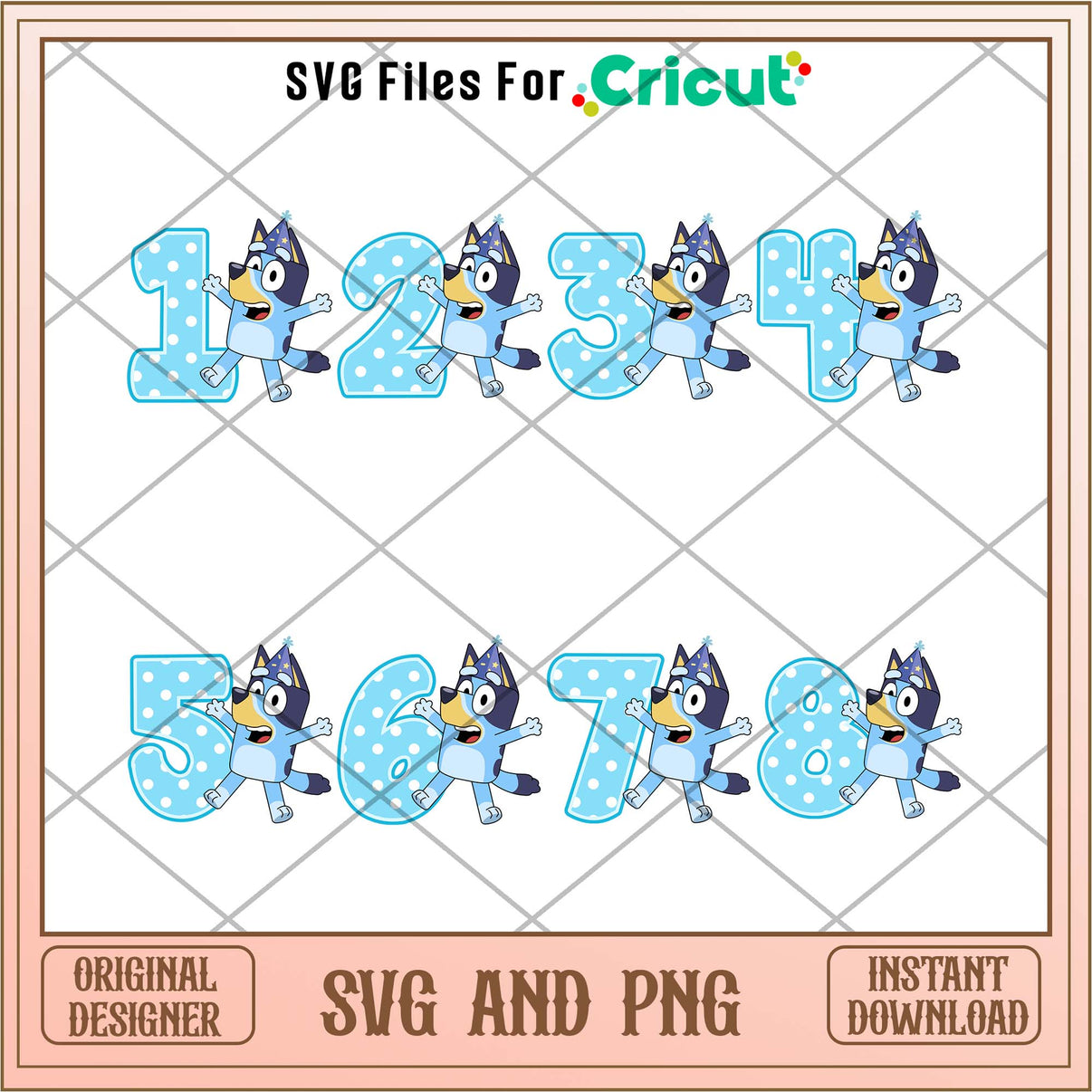 Bluey birthday cute blue number polka dots svg bundle – svg files for ...