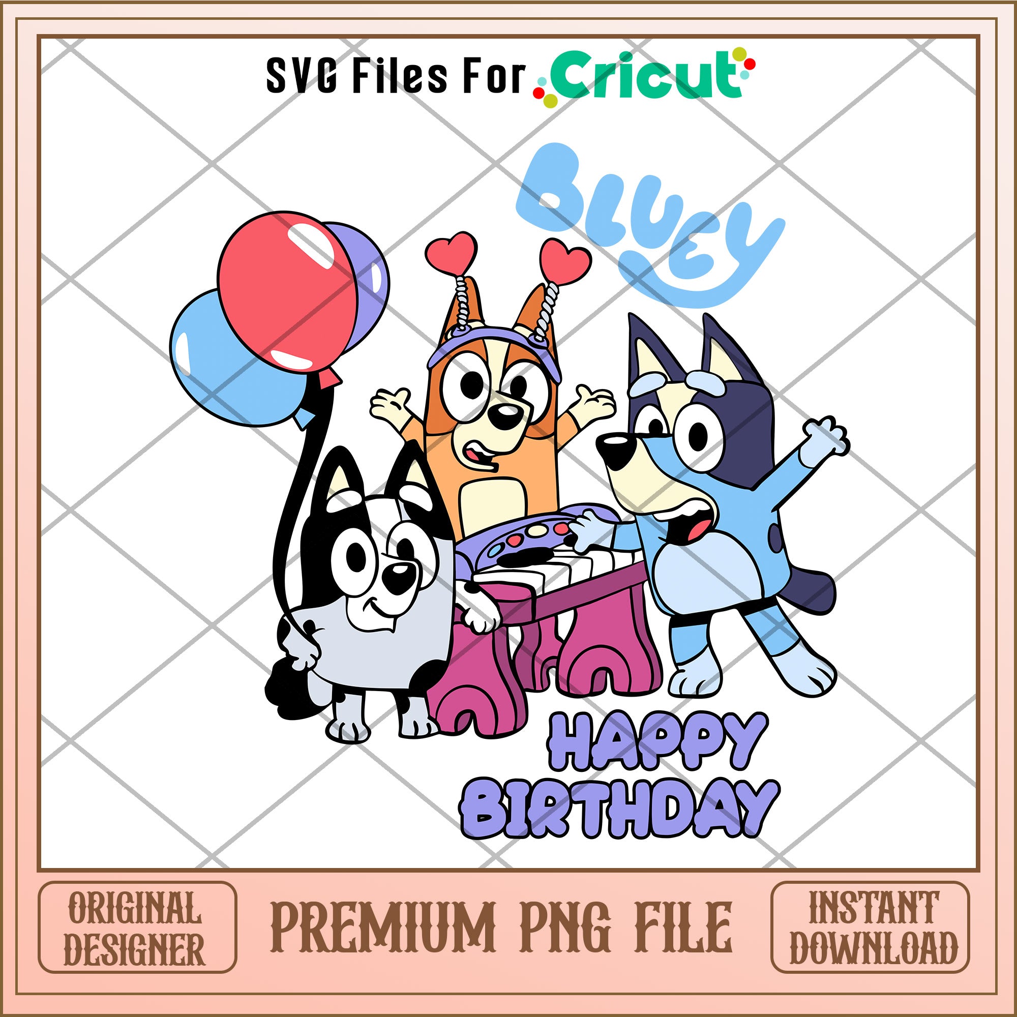 Bluey happy birthday cartoon png – svg files for cricut