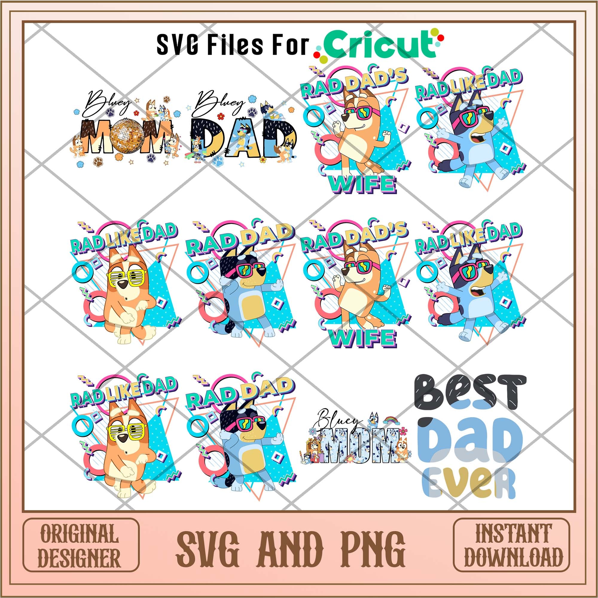 Bluey bingo cartoon music png bundle – svg files for cricut