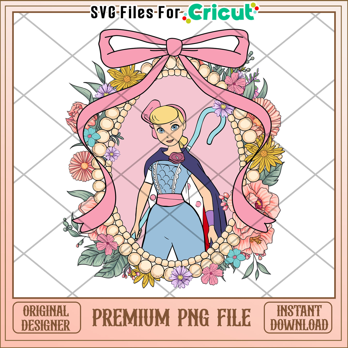 Bo Peep PNG Floral Frame, Premium Download – svg files for cricut