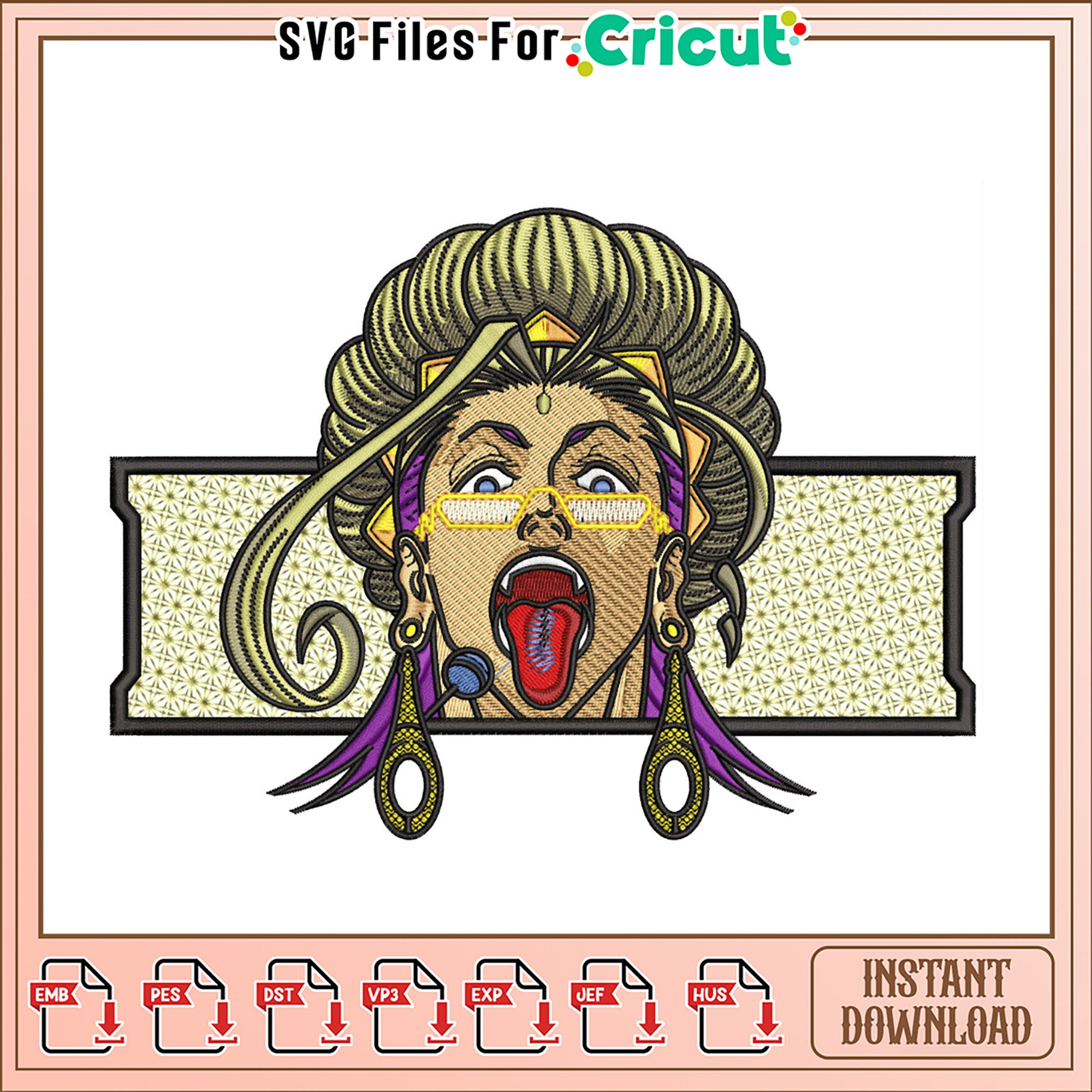Bold Embroidery Design with Unique Character Style – svg files for cricut