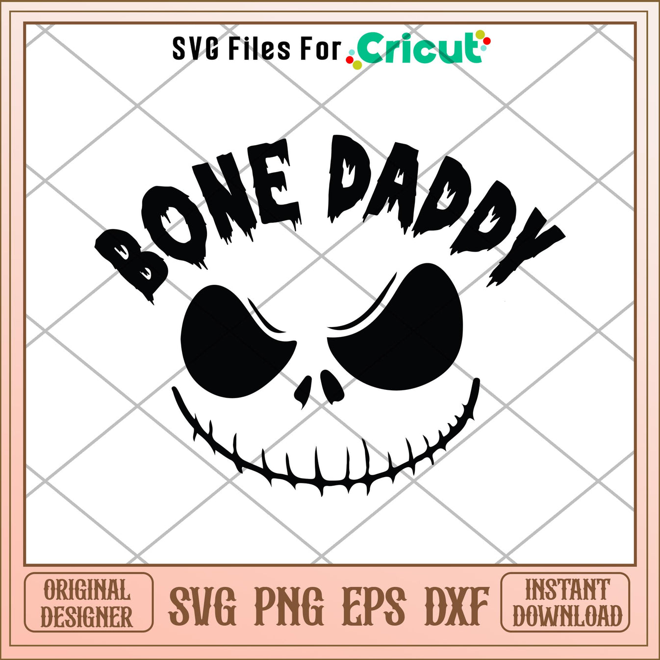 Bone Daddy Jack Skellington head svg, Nightmare Before Christmas svg ...