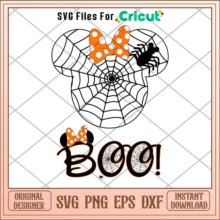 Boo Spooky Spider Minnie head svg, Disney characters svg, Digital Down ...